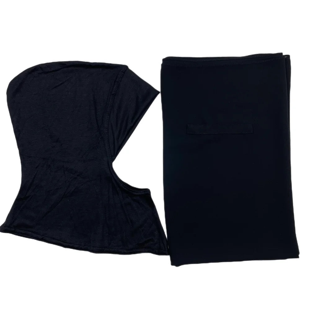 Georgette Hijab + Ninja Cap Set - Black – Modesatire